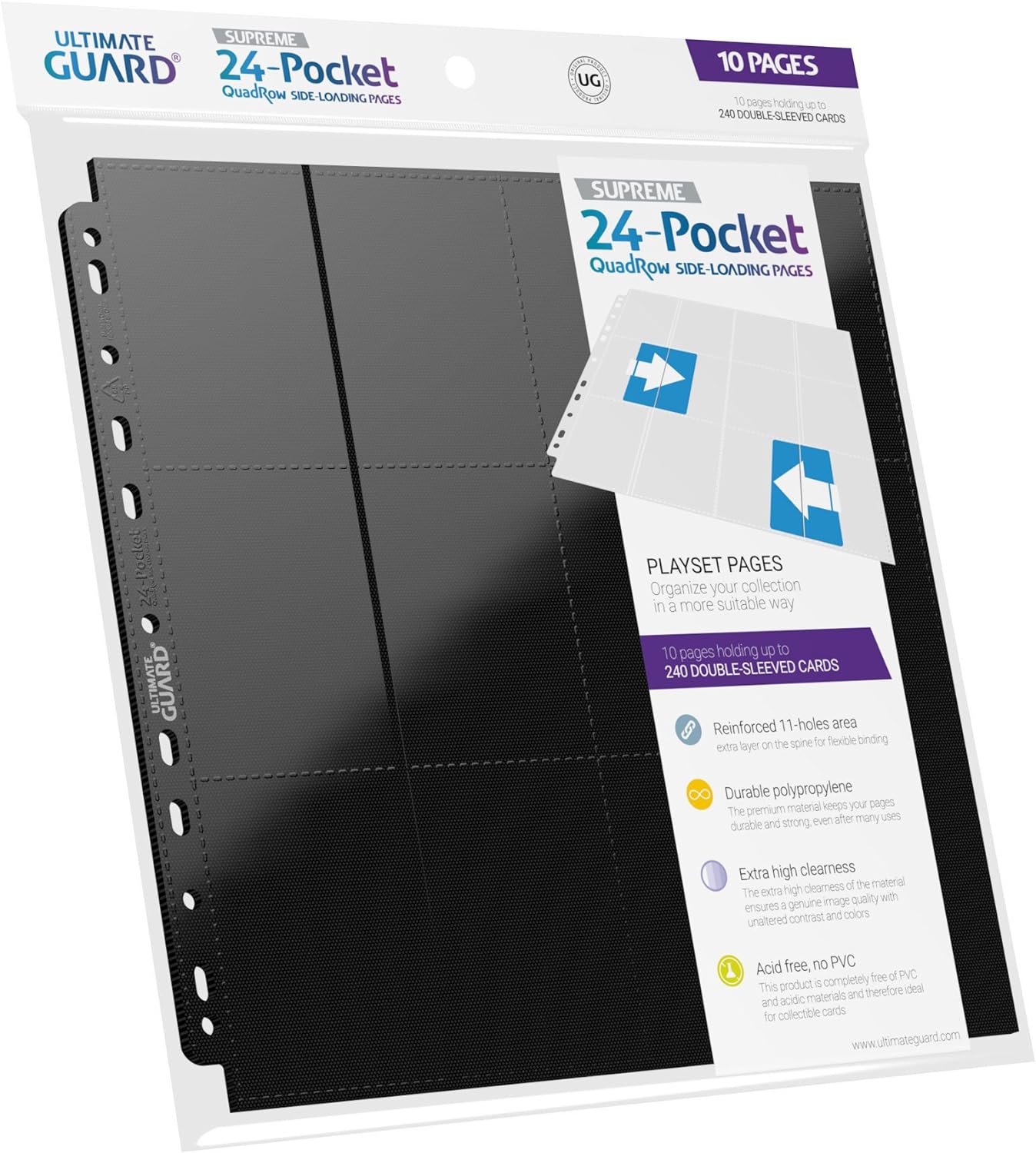 Ultimate Guard-No 24-Pocket QuadRow Pages Side-Loading Negro (10 ...