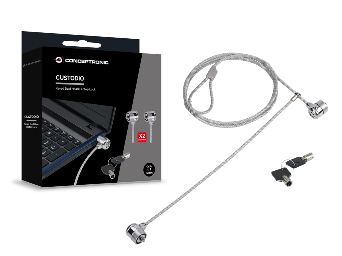 CONCEPTRONIC CNBSLOCK15T 1.5m Dual Head Laptop Lock with Key ...