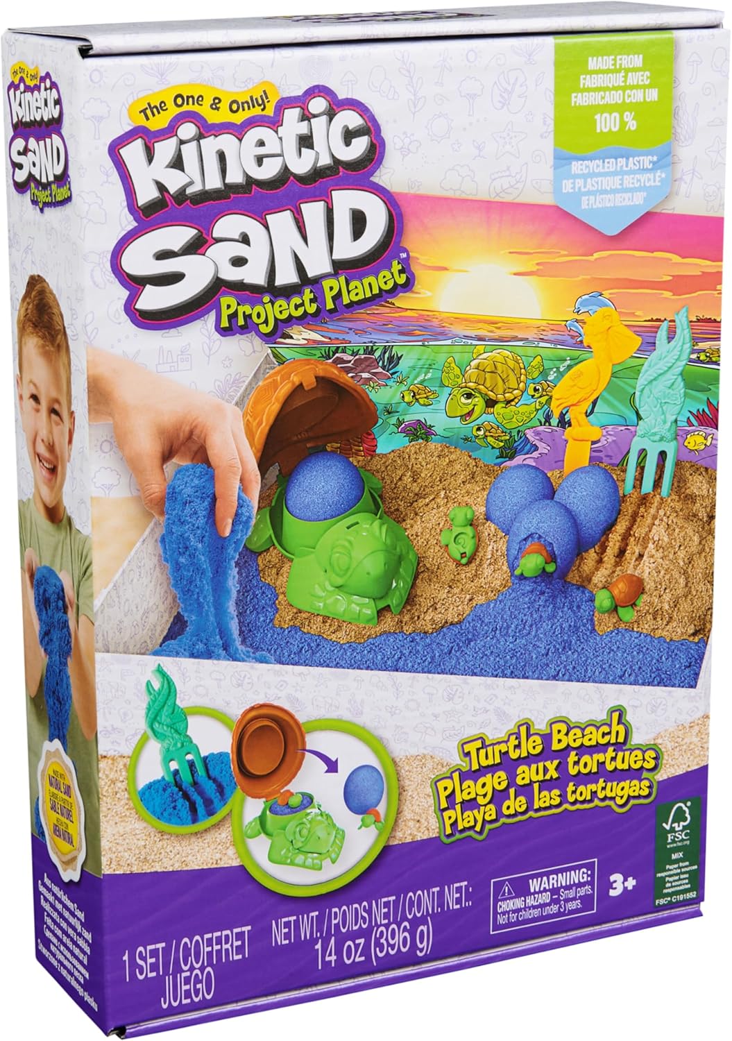 Kinetic Sand, Project Planet Turtle Beach with 396g Play Sand, Tools ...