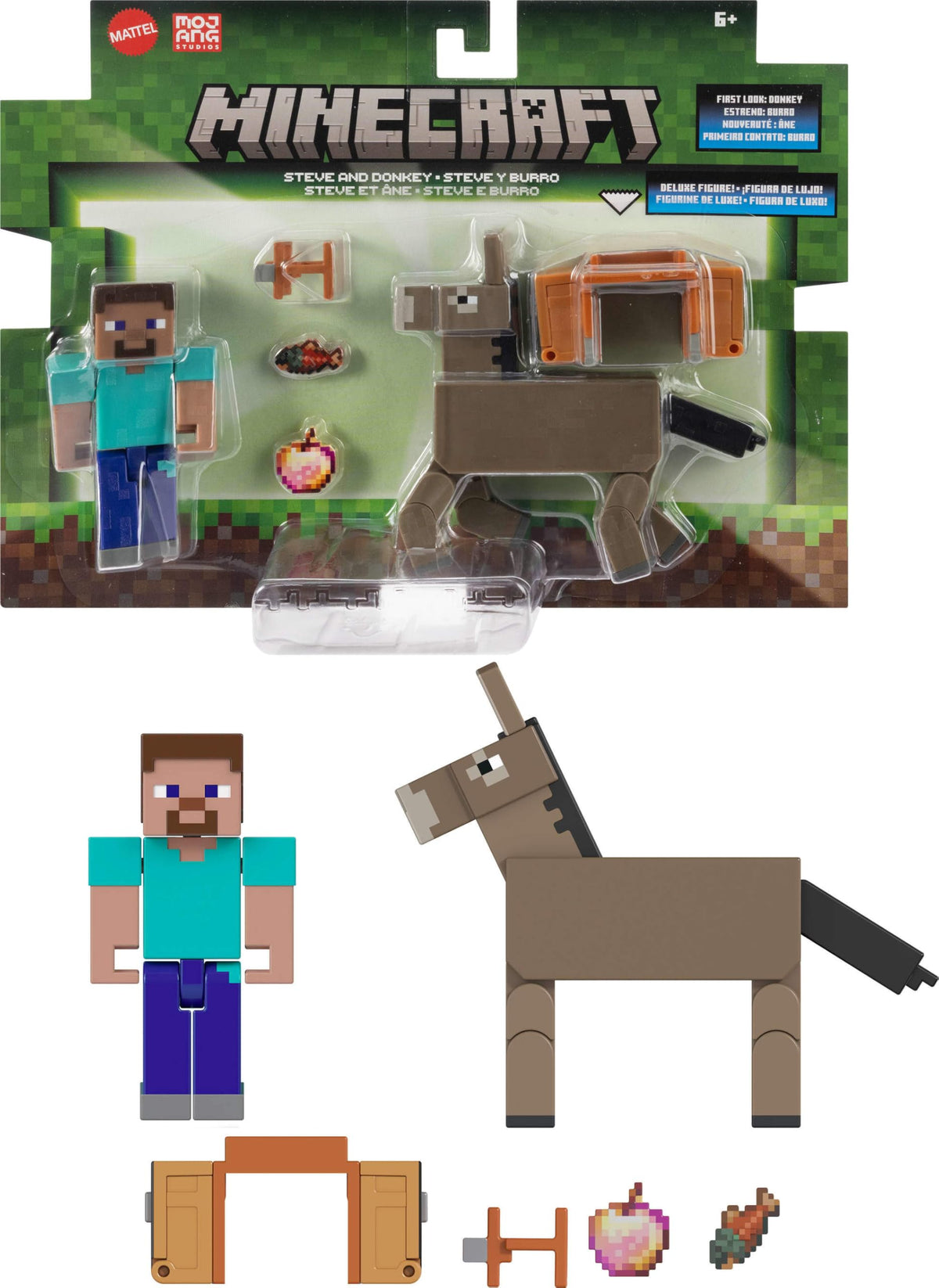 Mattel Minecraft Actiefiguren & Accessoires 2-Pack, Steve & Donkey op ...
