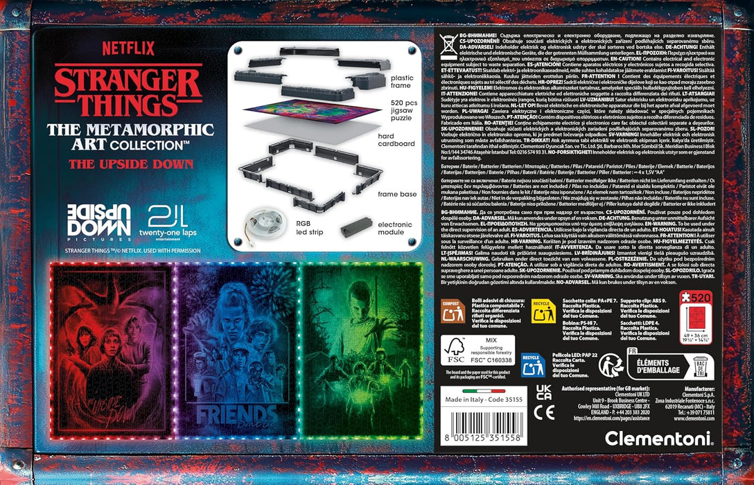 Clementoni Stranger Things Metamorphic Art with LED Light: 520-Piece ...