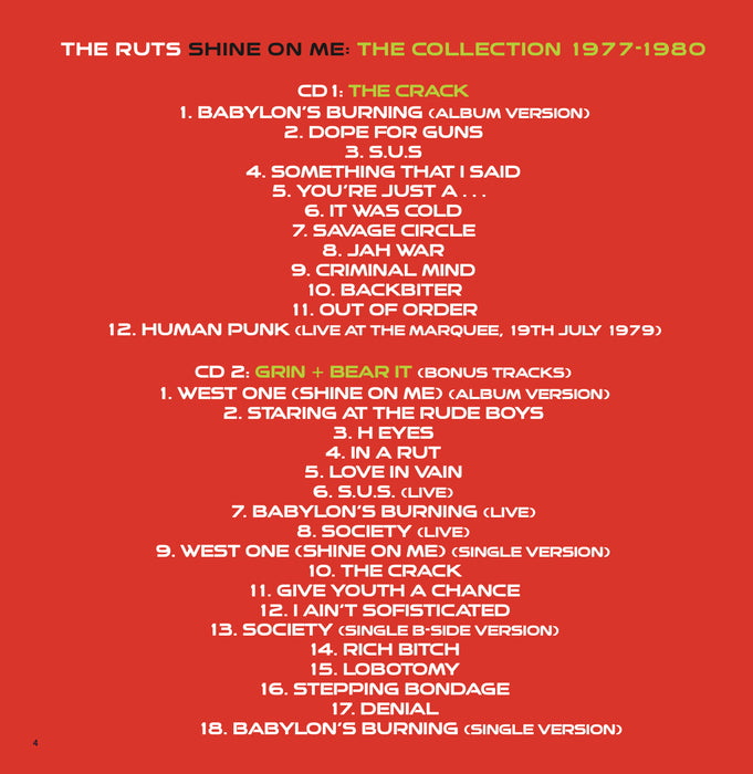 The Ruts Shine On Me: The Singles 1977-1980 — Rarewaves.com