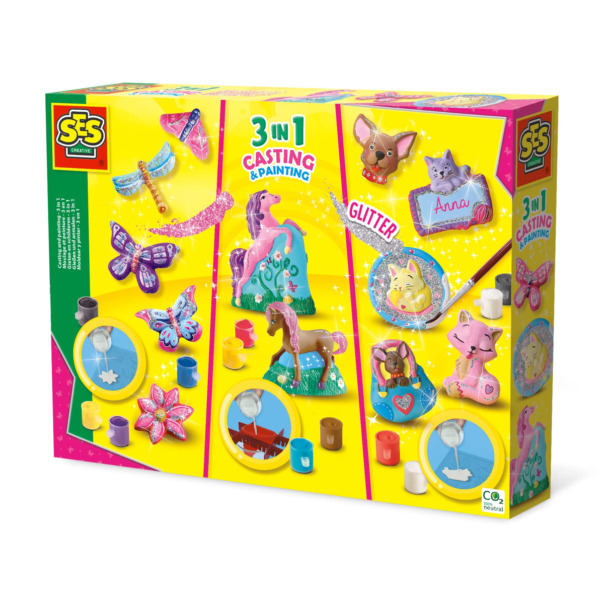 SES Creative 01288 3-in-1 Casting and Painting Kit, Multi-Themed Craft ...